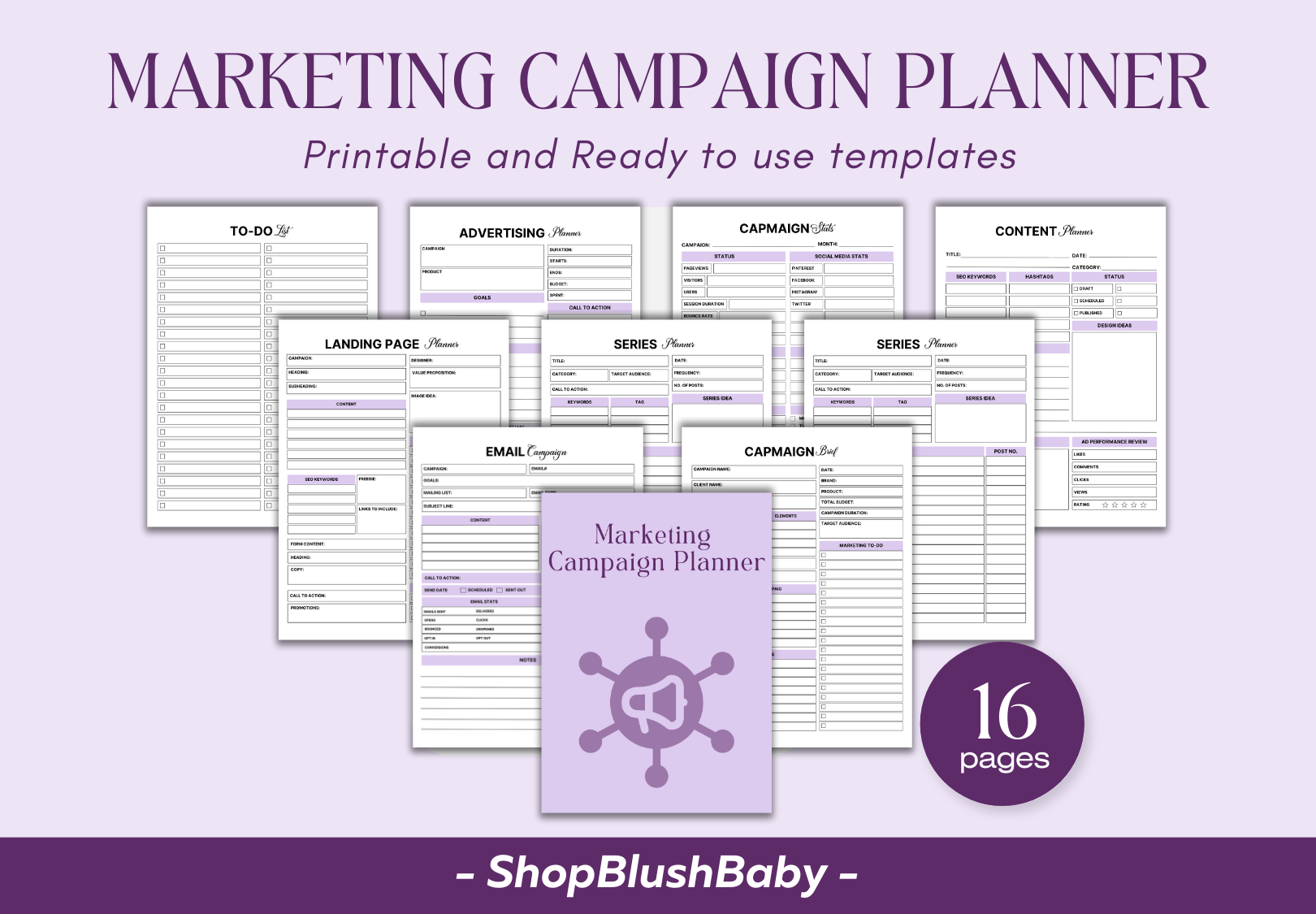 Marketing Campaign Planner, Marketing Campaign Templates, Printable Ma ...
